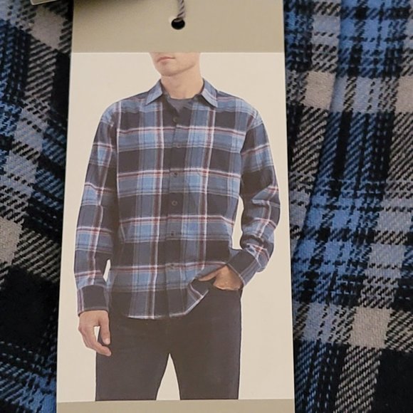 Eddie Bauer | Shirts | New Eddie Bauer Bristol Flannel Mens Button Down Blue Plaid Shirt Shaket ...